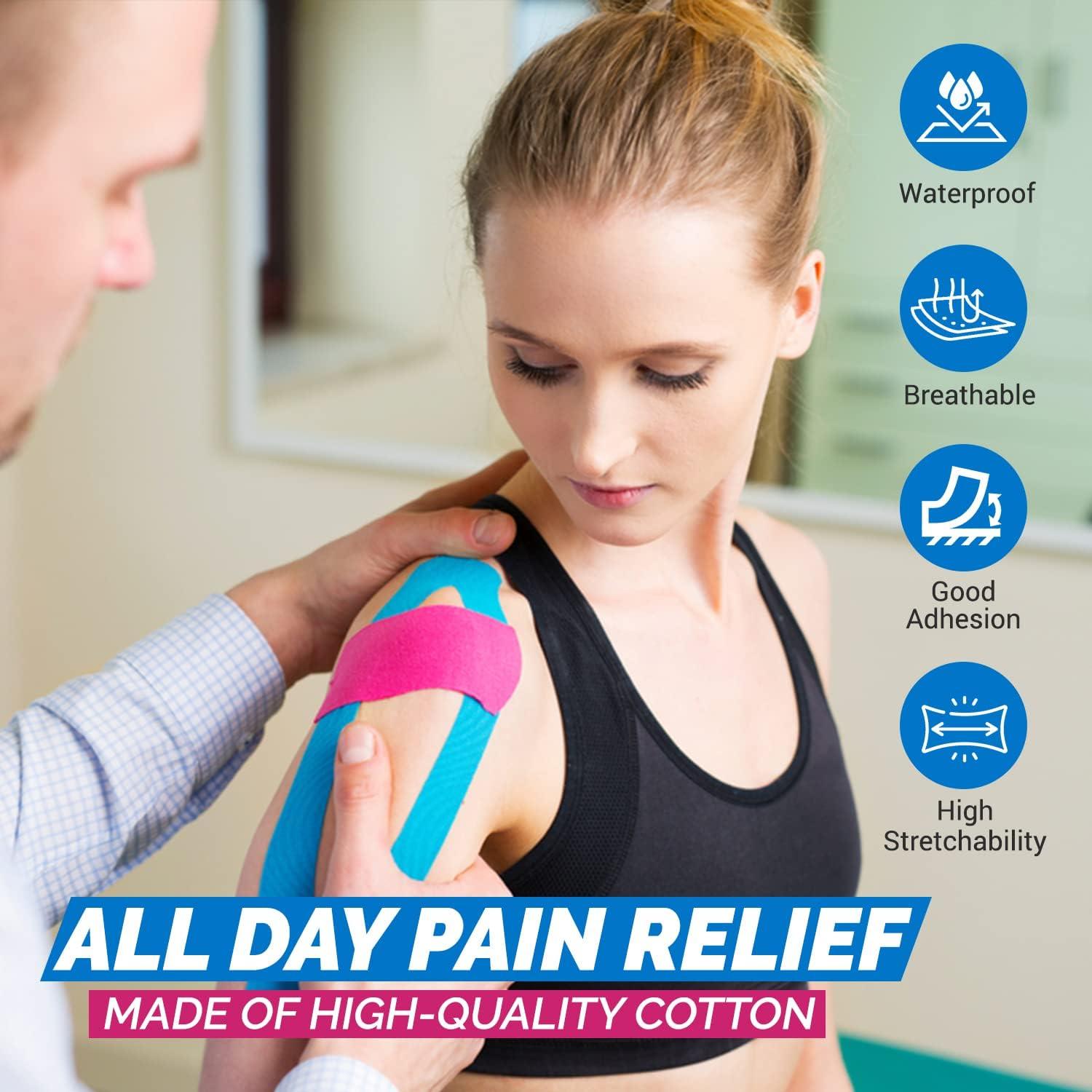 Cotton Elastic Kinesiology Therapeutic Athletic Tape - Latex Free - 2 x 16' Roll - Beige | Buy ...