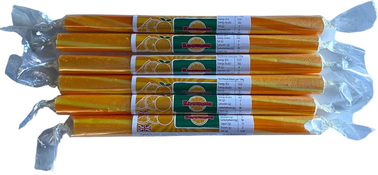 50 X Refreshing Orange Rock Sticks Handmade Traditional Rainbow Classic ...