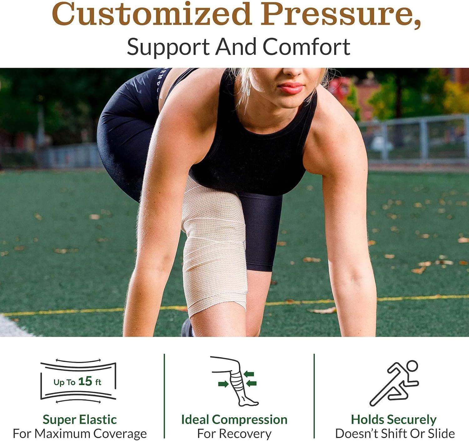 Premium 4 Wide Elastic Bandage Wrap (2 Pack) - Nexskin Latex Free ...