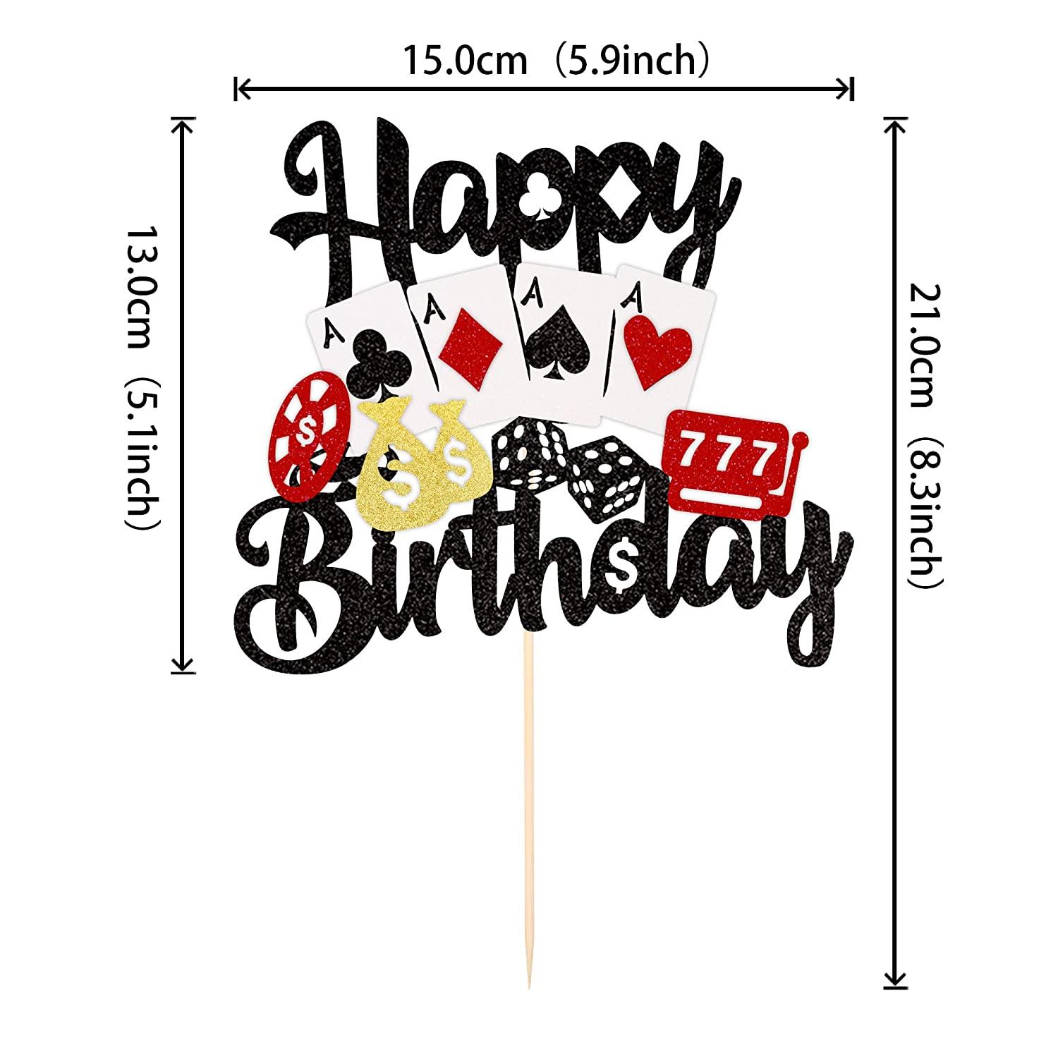 Casino Cake Topper - Poker Chips Player Happy Birthday Decoration for ...