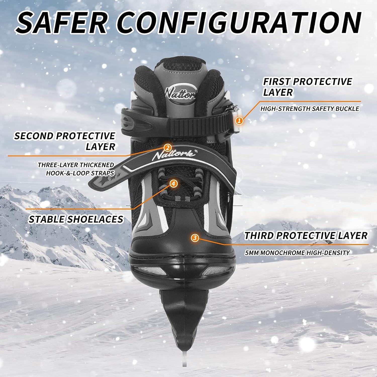 Nattork Adjustable Ice Skates | Boys, Kids, Women | Soft Padding ...