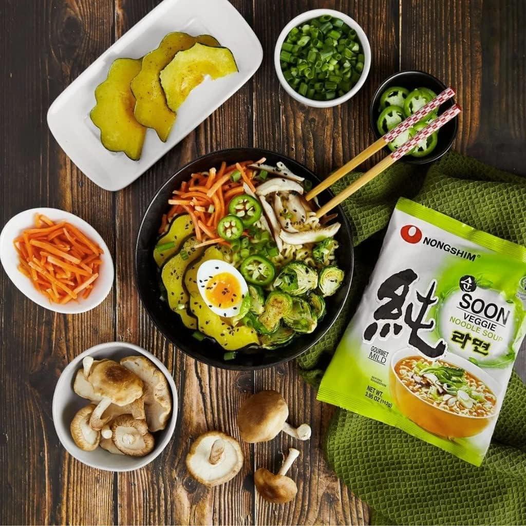 Nong Shim Soon Veggie Ramyun Instant Noodle Soup Mild Halal 112g (Pack ...