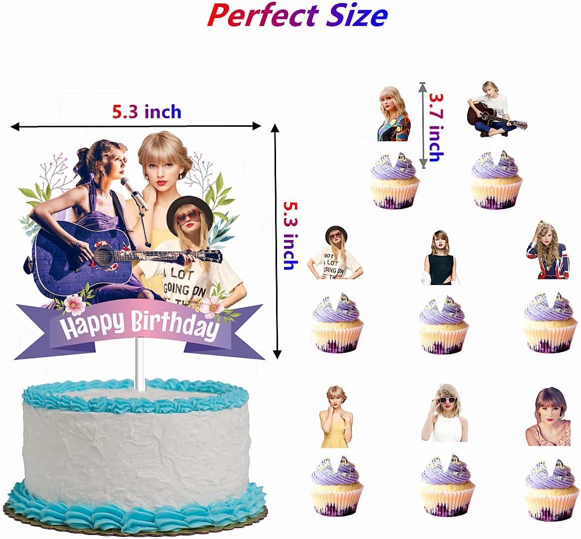 25pcs Taylor Singer Cake Decorations with 1pcs Cake Topper and 24pcs ...