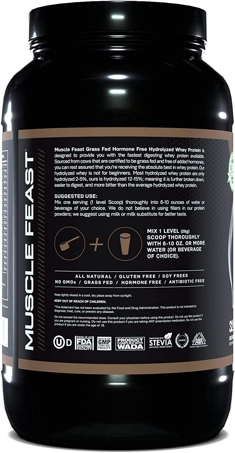 Muscle Feast Grass Fed Hydrolyzed Whey Protein Powder Hormone Free ...