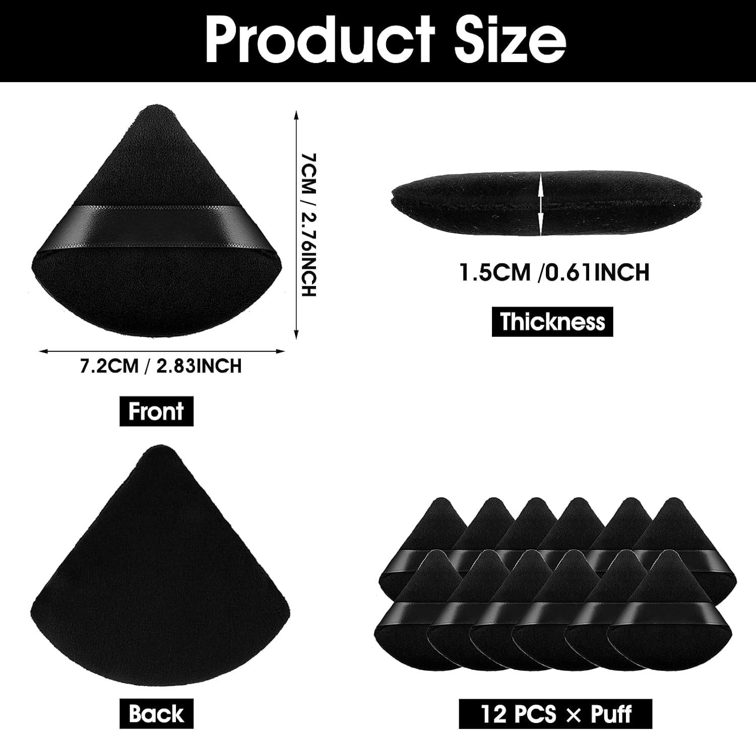 Velour Soft Triangle Powder Puff Set - 12pcs Makeup Sponges for Face ...