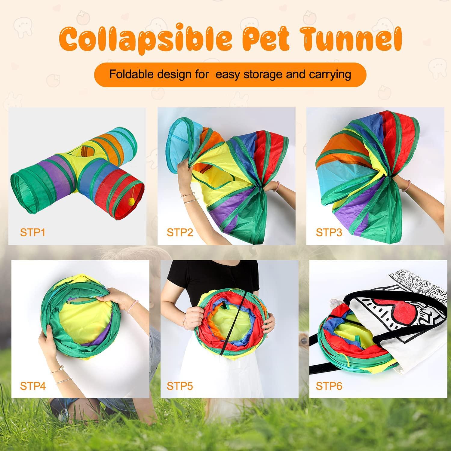 BWOGUE Bunny Tunnels & Tubes - 3 Way Collapsible Hideout & Activity ...