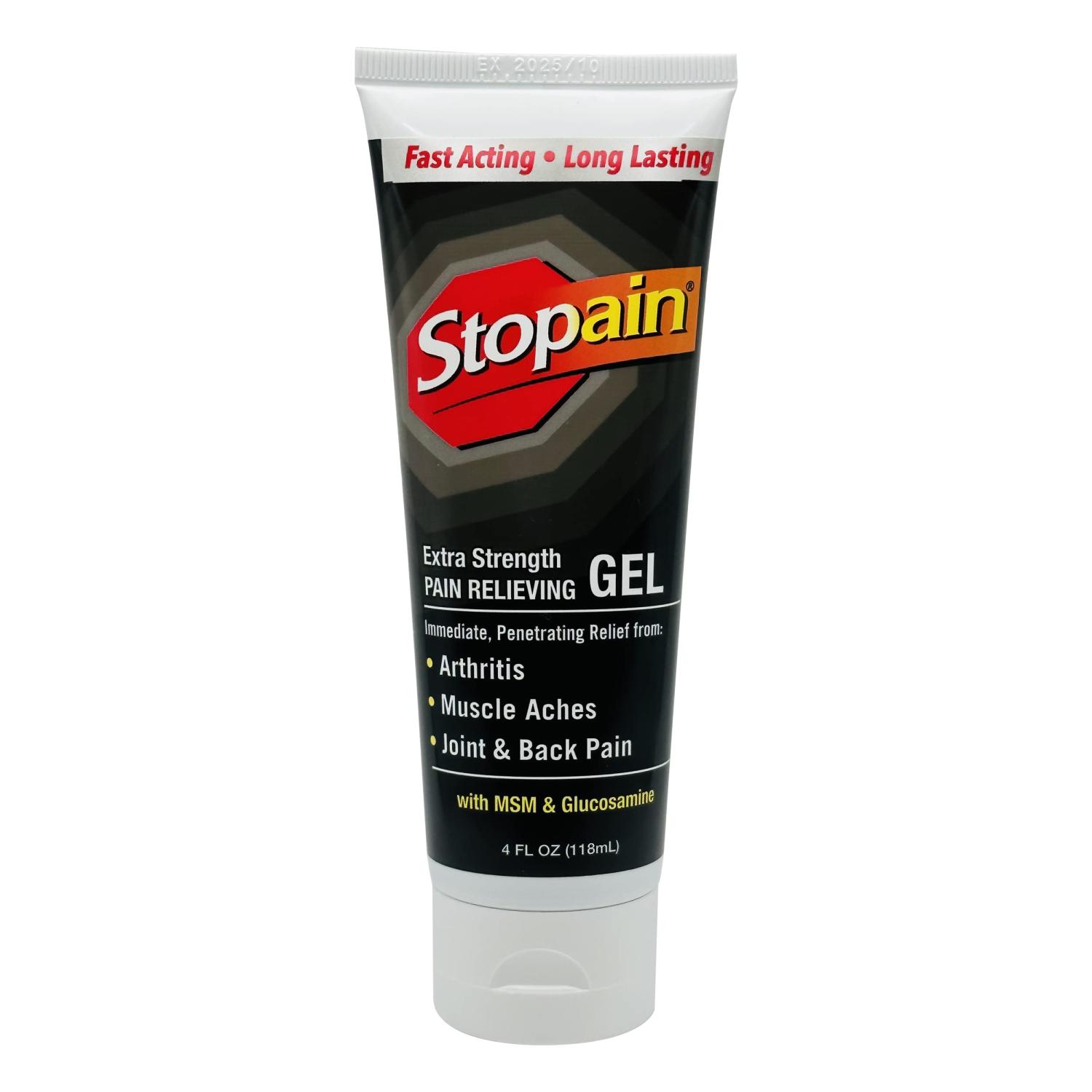Stopain Pain Relief Gel 4oz - USA Made, Max Strength with MSM ...