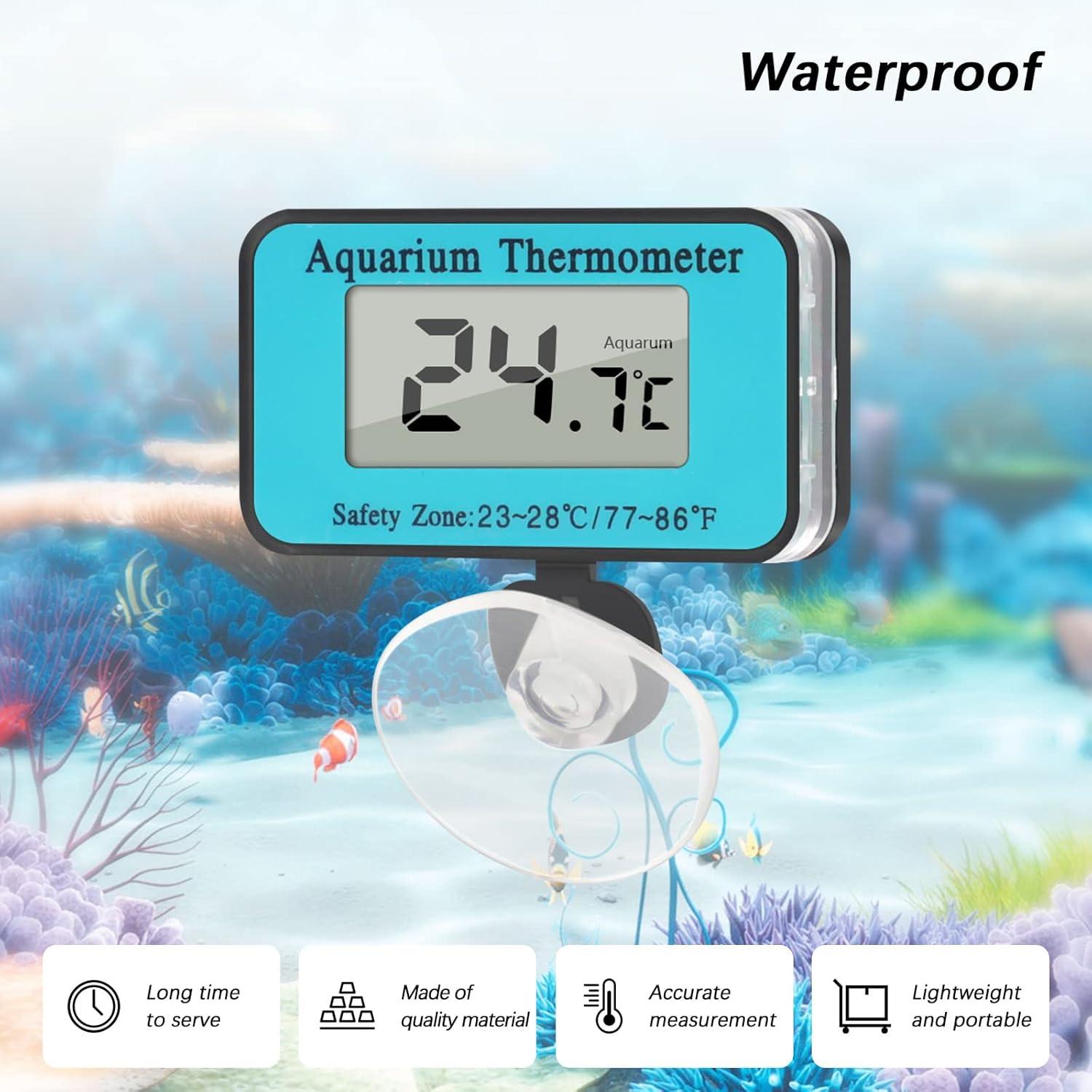 DIFCUL Waterproof Aquarium Thermometer - Digital LCD for Freshwater ...