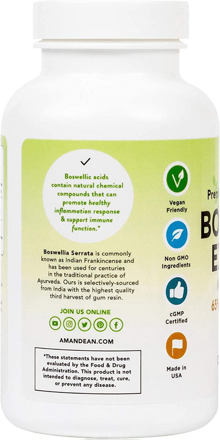 Amandean Boswellia Serrata Extract 500mg - 120 Veggie Capsules ...