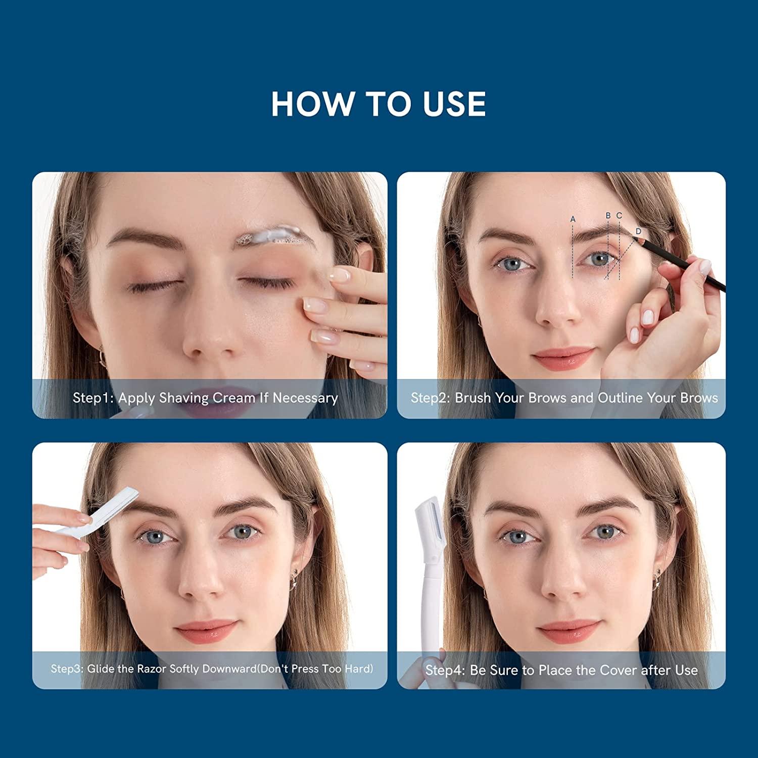 Women's Eyebrow & Facial Razors Set - 6 Pcs | Dermaplane & Hair ...