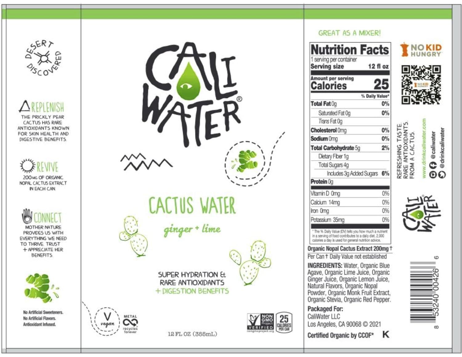 Caliwater Organic Nopal Cactus Water Variety Pack - 12 fl oz Cans (Pack ...