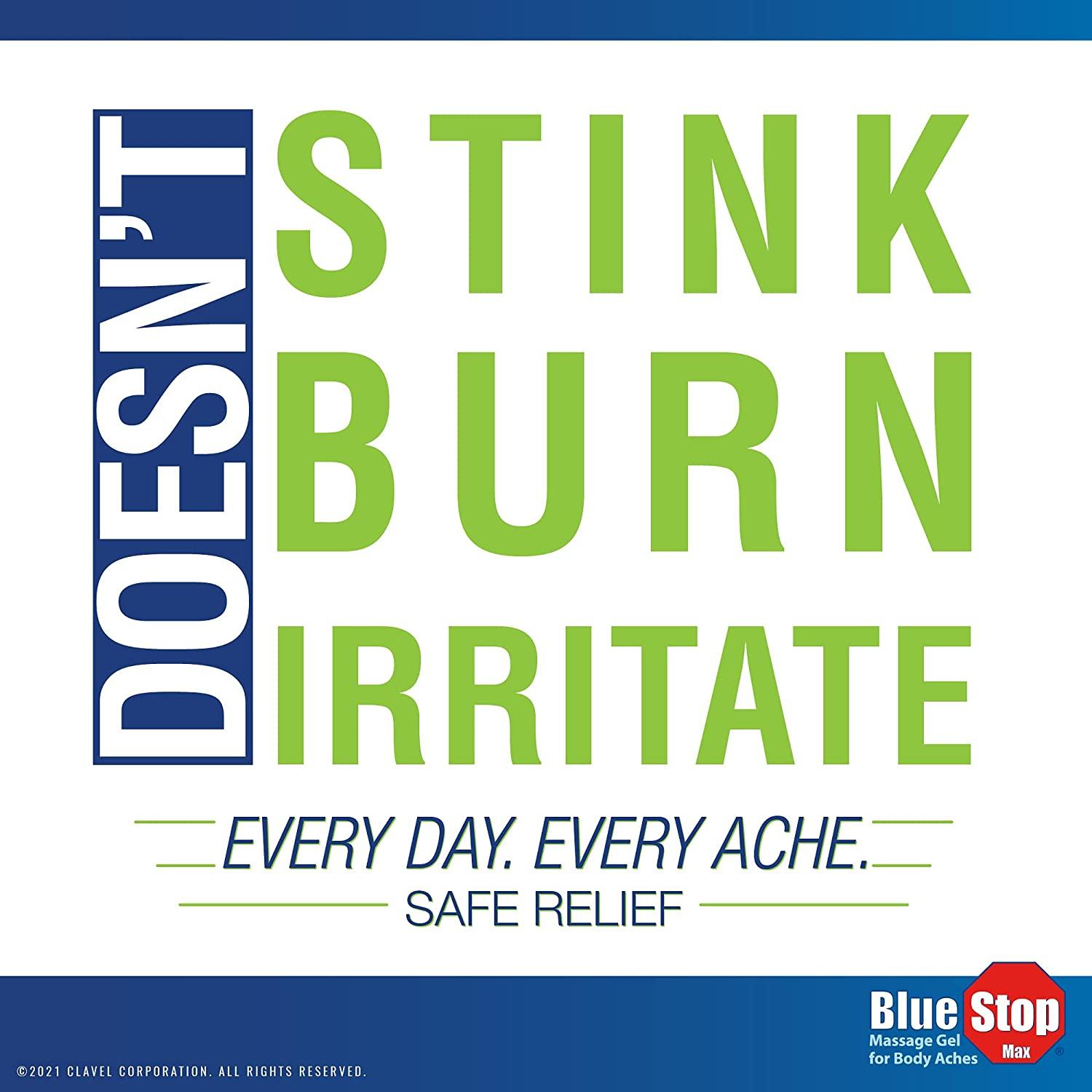 Blue Stop Max Massage Gel with Aloe Vera, Emu Oil & Menthol - 16 Oz ...