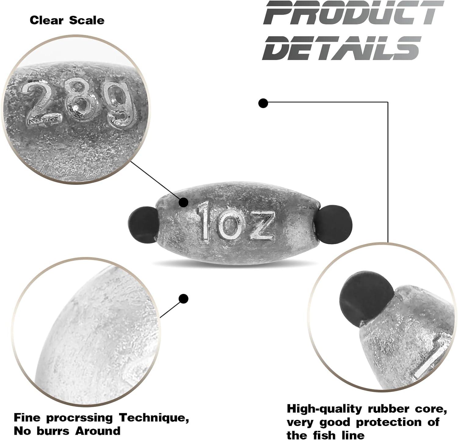 20 Pack Twist-Lock Rubber Core Weights Sinker Set - Sizes 1/16oz to 1oz ...