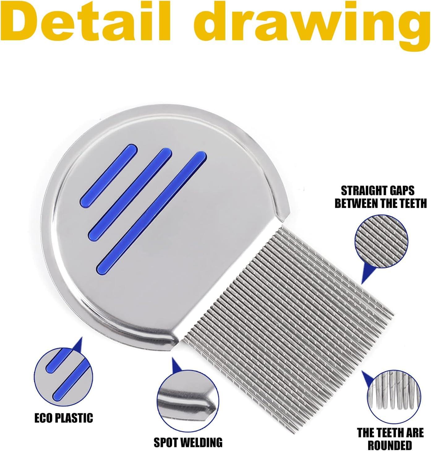 3 Pcs Reusable Gritty Nit Comb Set for Head Lice Treatment - Red Blue ...