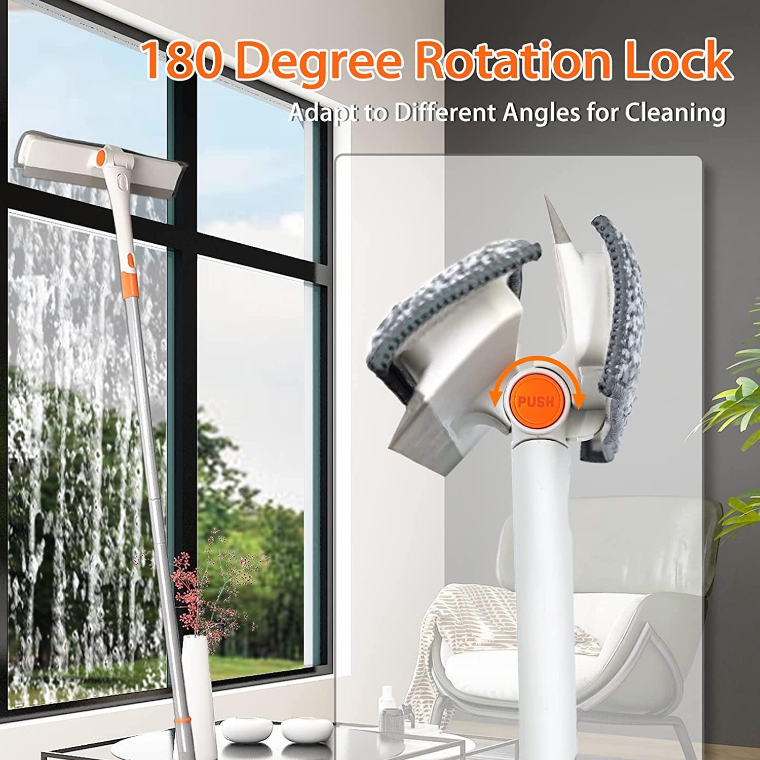 2-in-1 Rotatable Window Squeegee Kit | 48 Extendable Handle, 180 ...