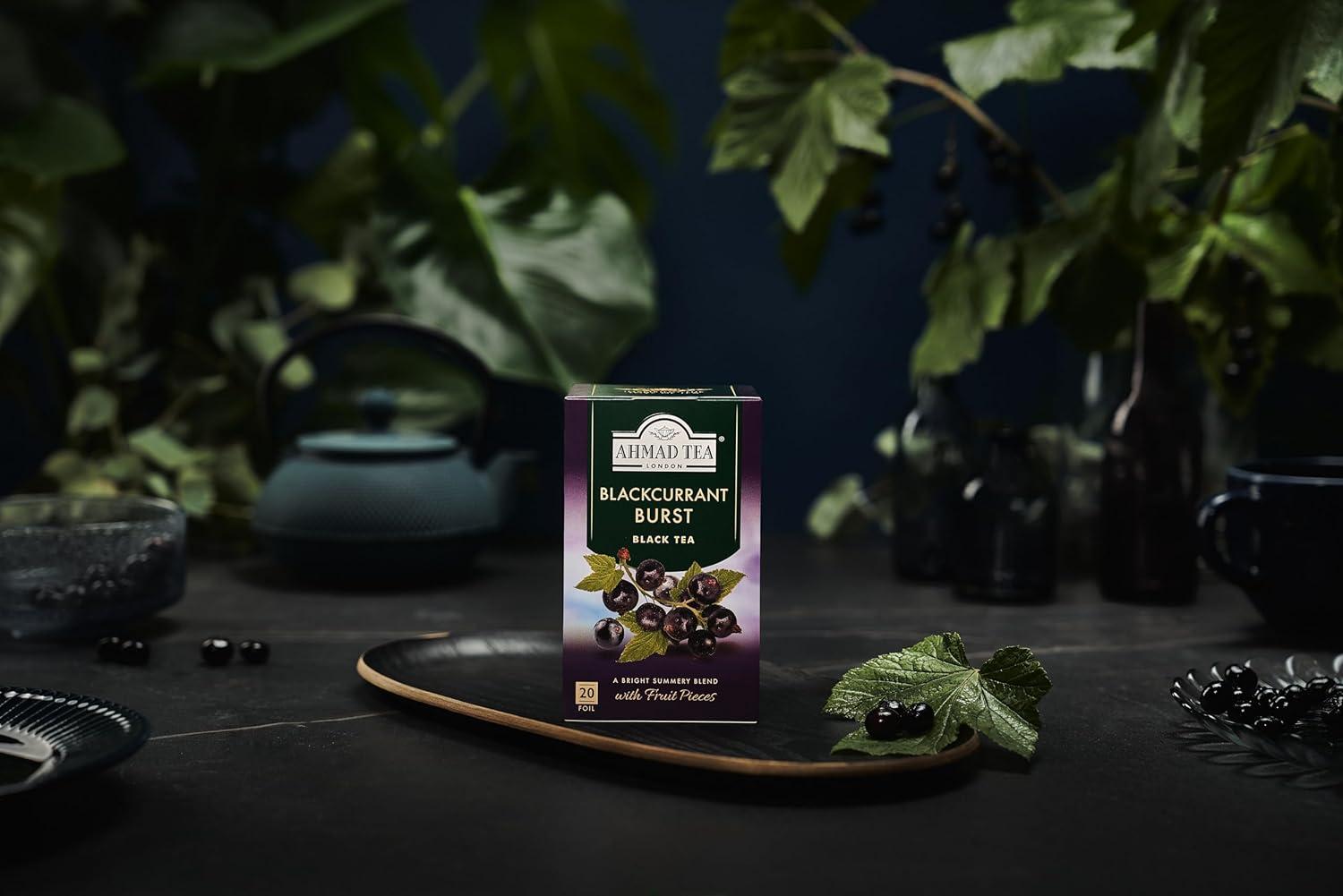 Ahmad Tea Blackcurrant Fruit Black Tea 20 Teabag Sachets - Blackcurrant ...