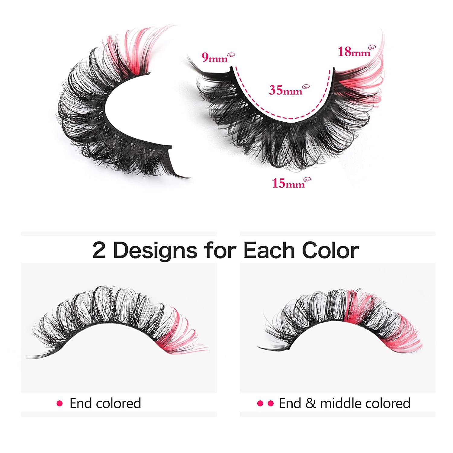 ALPHONSE Colored Russian Strip False Lashes - D Curl Fluffy Volume ...