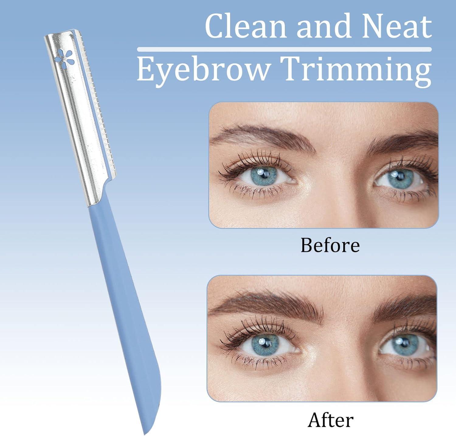 Beard Mustache Straight Razor & Eyebrow Trimmer Kit - Stainless Steel ...