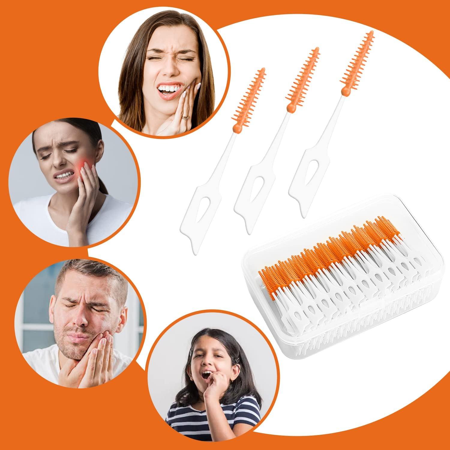 Dual-Use Interdental Brushes & Silicone Tooth Floss Picks - 120 Pack ...