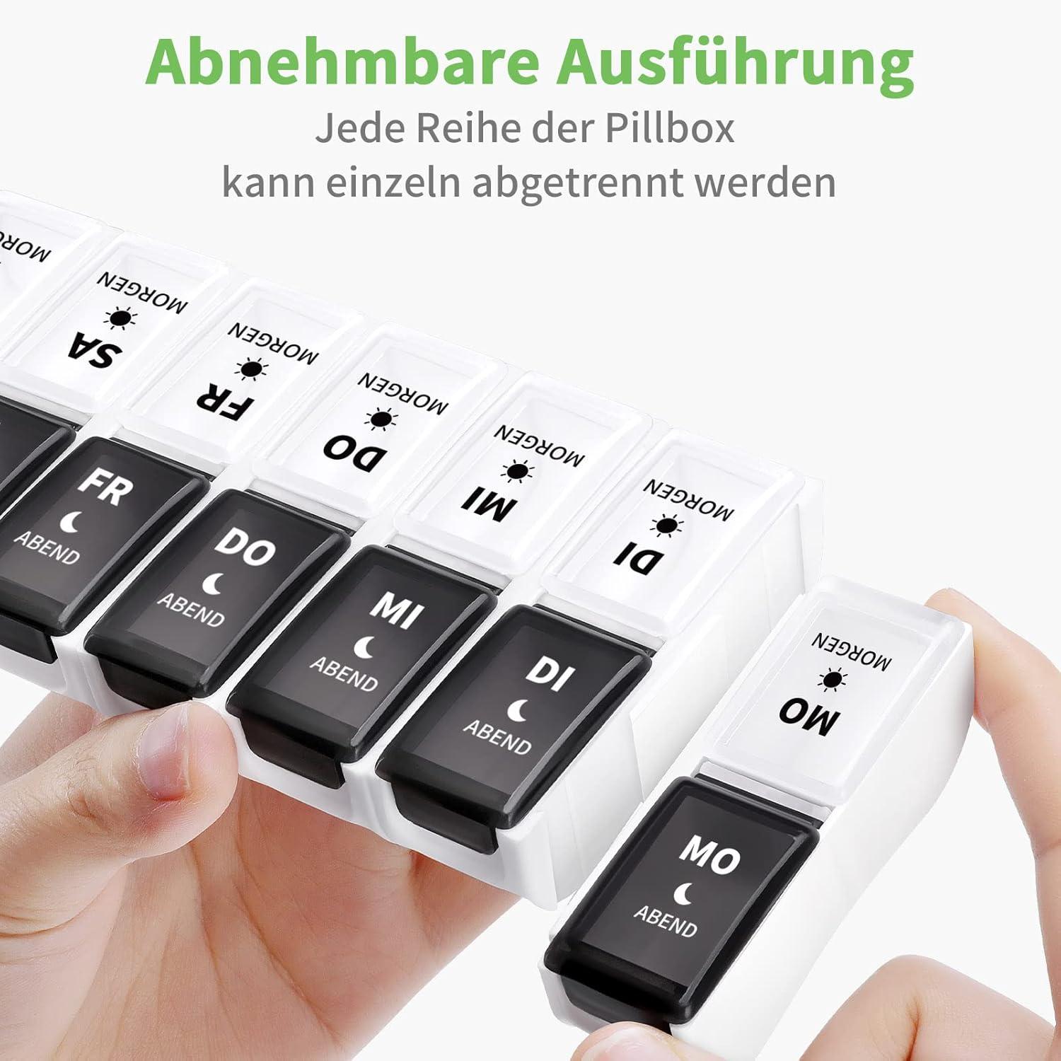 OPRET German Pill Box - Weekly 7 Day Tablet Organizer with 14 ...