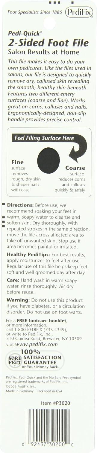PediFix Pedi-Quick 2-Sided Foot File - Professional Grade Pedicure Tool ...