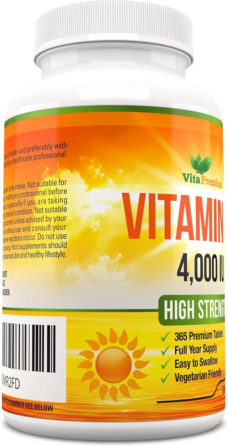 365 Easy to Swallow Vitamin D 4,000 IU Tablets - Maximum Strength D3 ...
