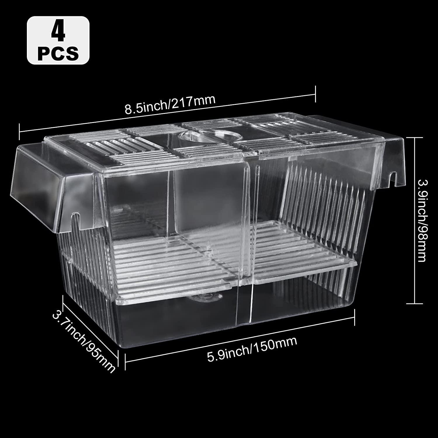 FVIEXE 4PCS Acrylic Fish Tank Breeder Box - Divider & Hatchery ...