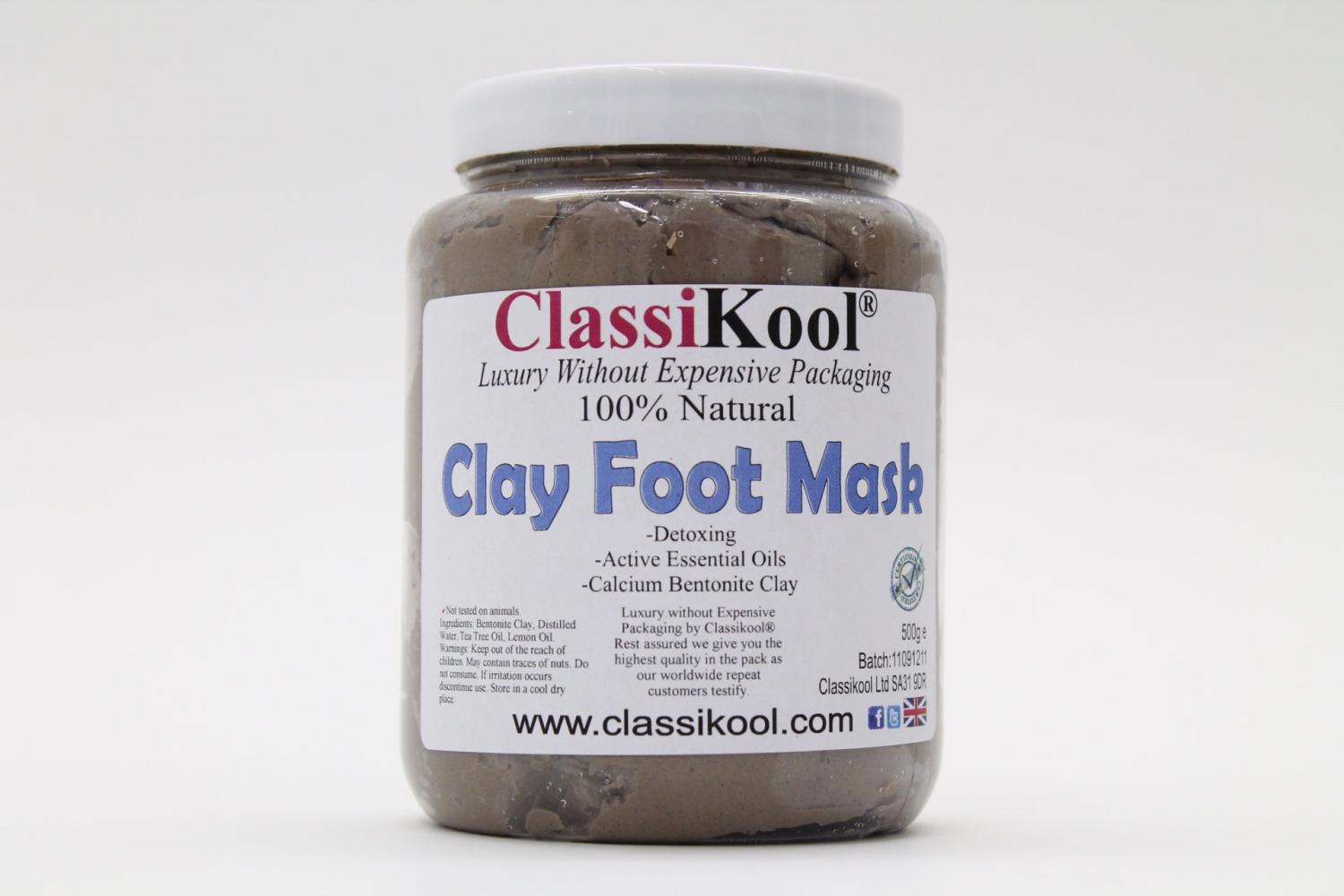 Classikool Bentonite Clay Foot Mask Skin Care with Essential Oil Choice (Plain 500g) Plain 500 g ...