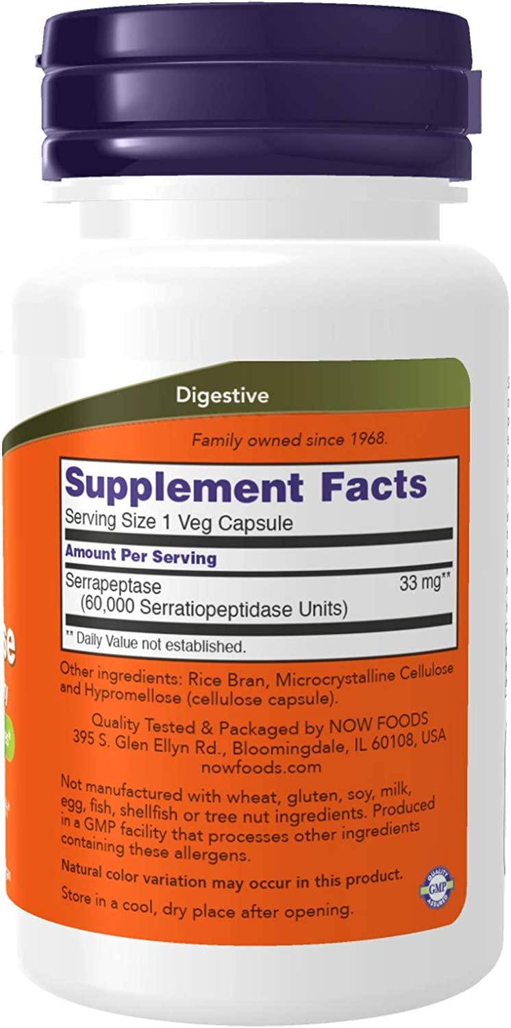 Now Foods Serrapeptase 60 Veg Capsules - Natural Anti-Inflammatory ...