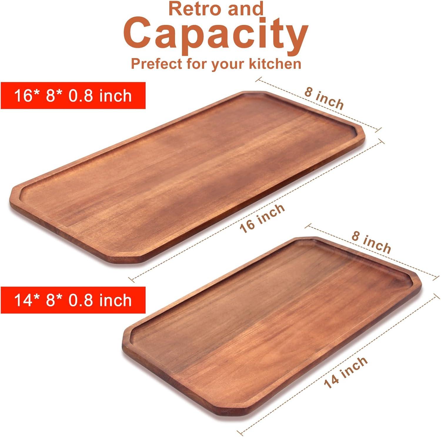 Acacia Wood Serving Panels - 40.6 cm & 35.6 cm Decorative Plates for ...