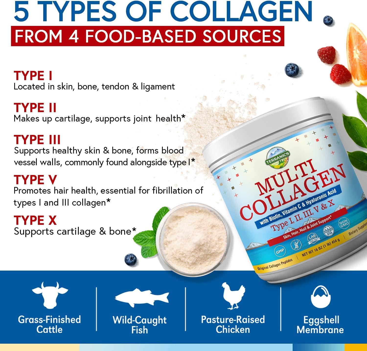 Multi Collagen Powder with Biotin, Vitamin C & Hyaluronic Acid - Skin ...