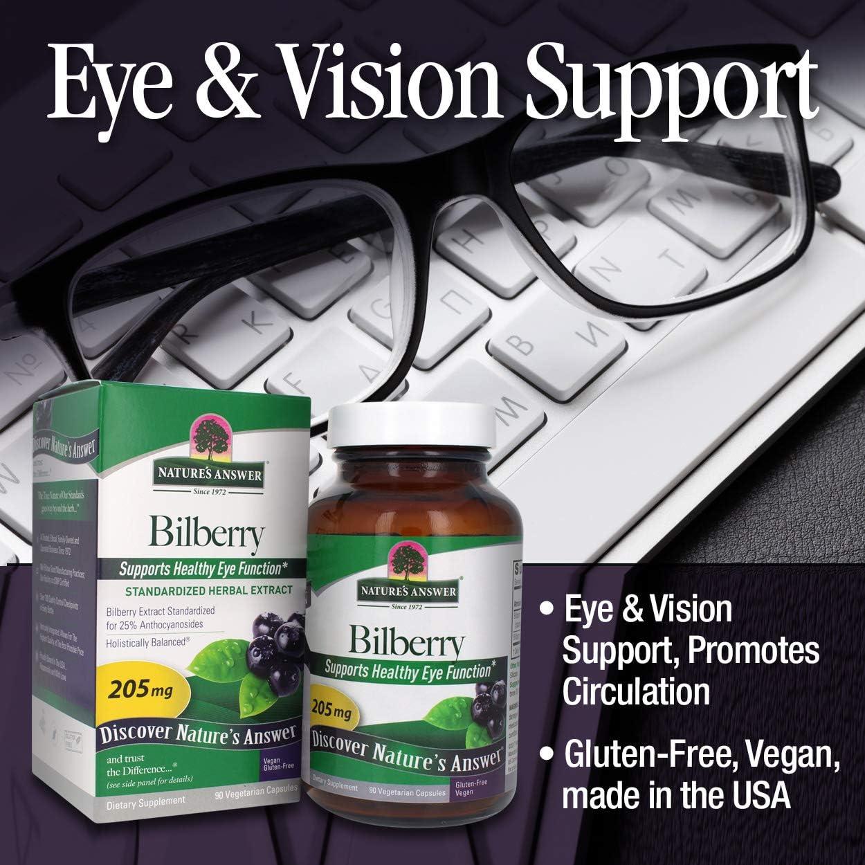 Nature's Answer Bilberry Capsules 90 Count for Eye & Vision Support ...