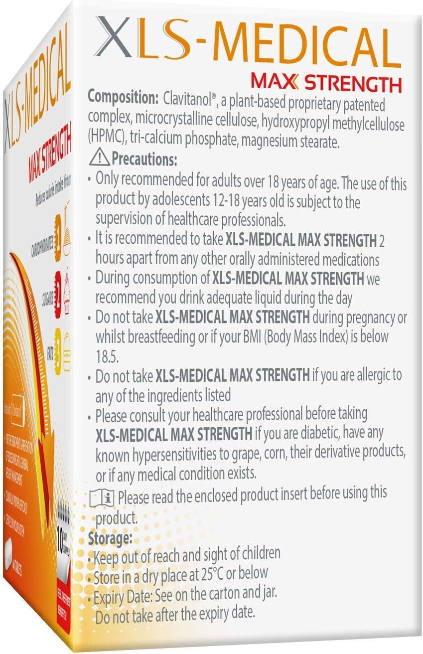 XLS Medical Max Strength Tablets - Reduce Calorie Intake from Carbs ...