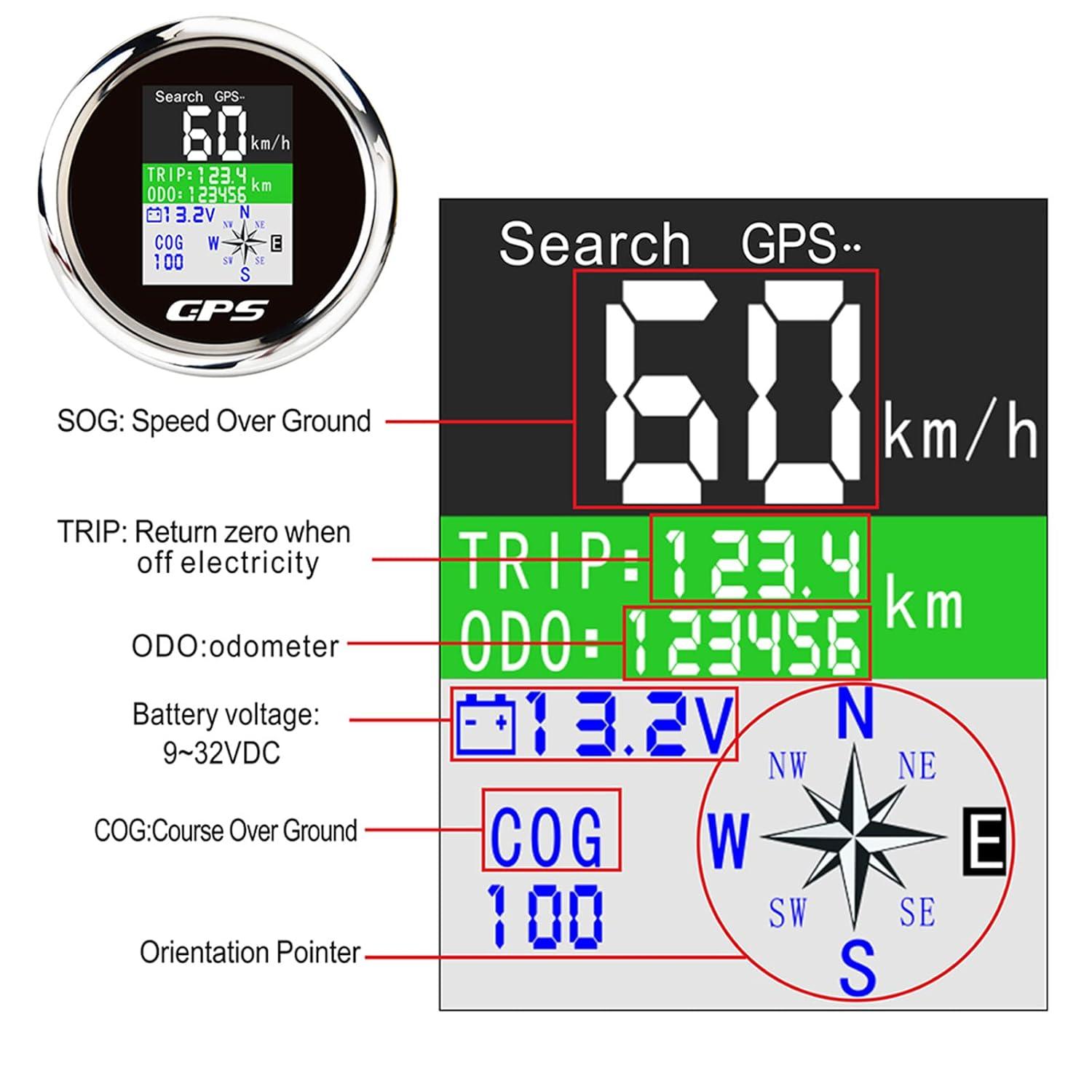 85mm Digital Speed Knife GPS Speedometer | Waterproof IP67 Speed ...