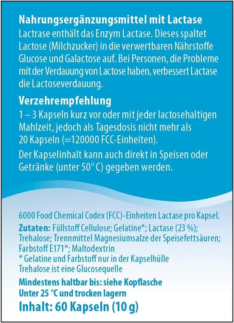Pro Natura Lactrase 6000 - 60 Lactase Capsules for Lactose Intolerance ...