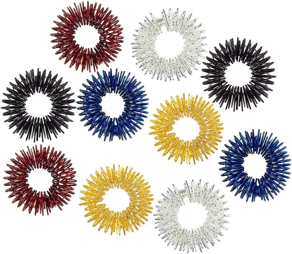 Vosarea Fidget Ring Set - 10 Spiked Acupressure Finger Rings for ...