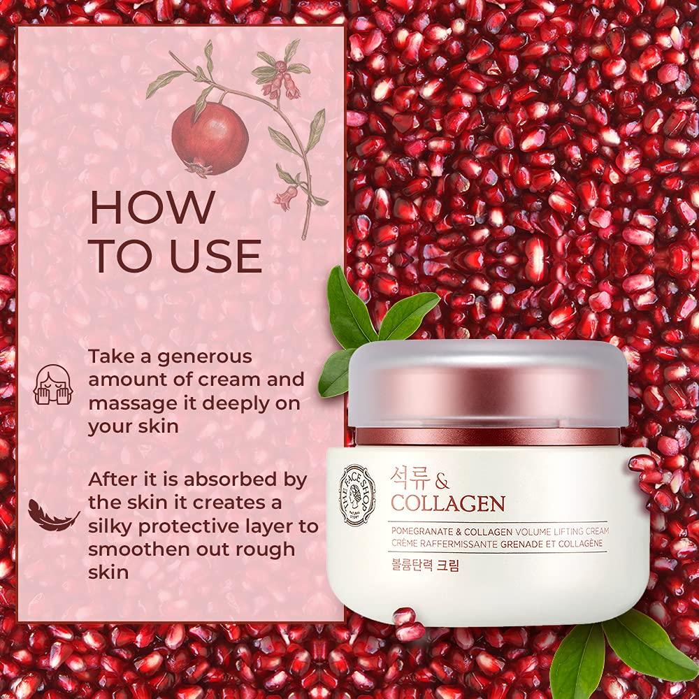 The Face Shop Pomegranate & Collagen Volume Lifting Eye Cream - Anti-Aging Korean Moisturizer ...