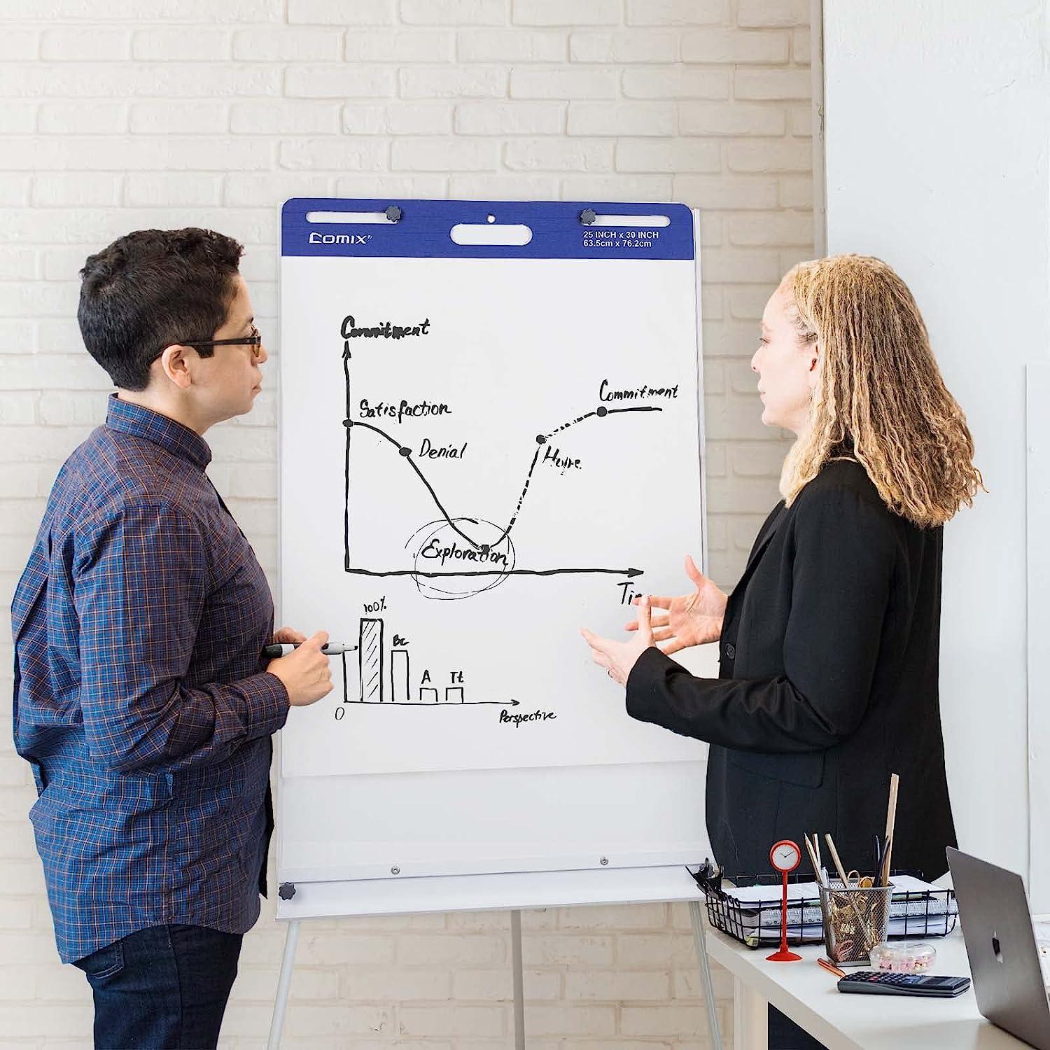 Comix Sticky Easel Pad 25x30 - Large Self Stick Flip Chart Paper for Teachers - 30 Sheets/Pad, 2 ...