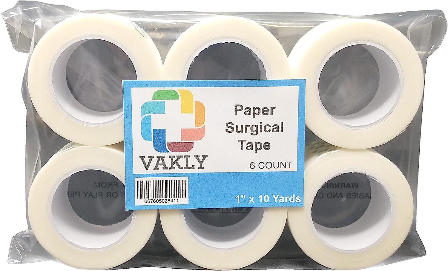 Pack of 6 Rolls Paper Surgical Tape 1 x 10 Yards - Lightweight ...