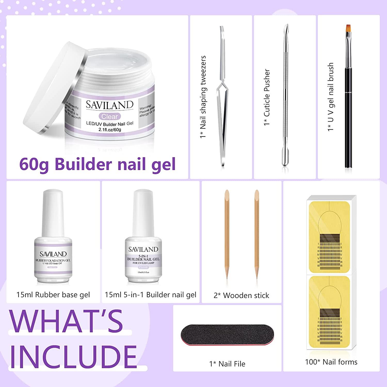 Saviland Builder Nail Gel Kit - All-In-One Hard Gel Extension Kit with ...