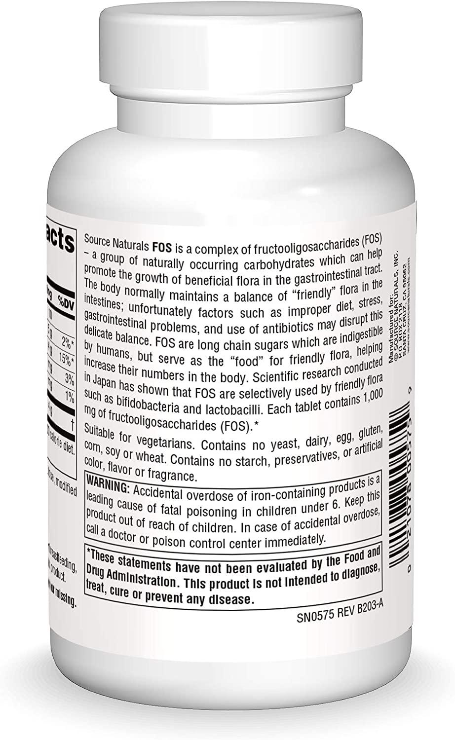 Source Naturals FOS 1000 mg - 100 Tablets | Premium ...