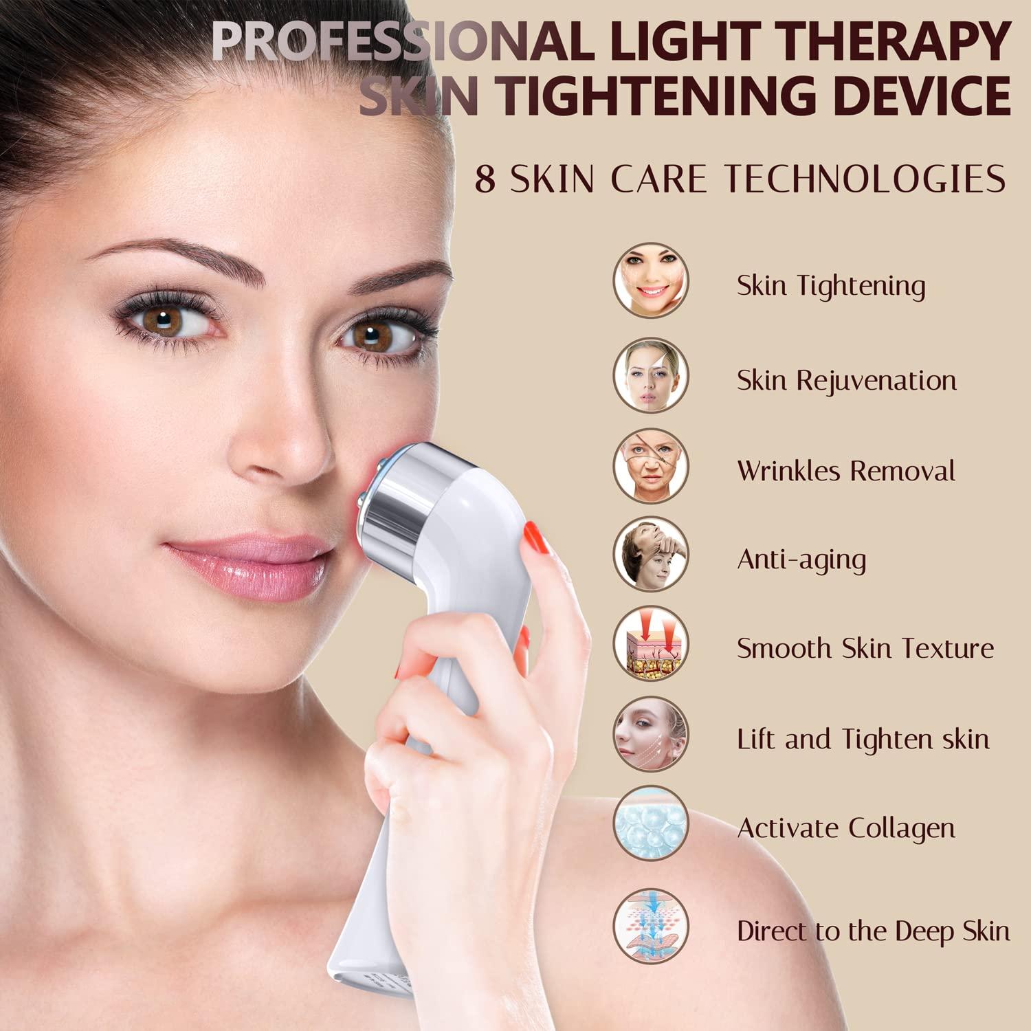 Facial Massager Skin Tightening with 4 Color LED Light Therapy ...