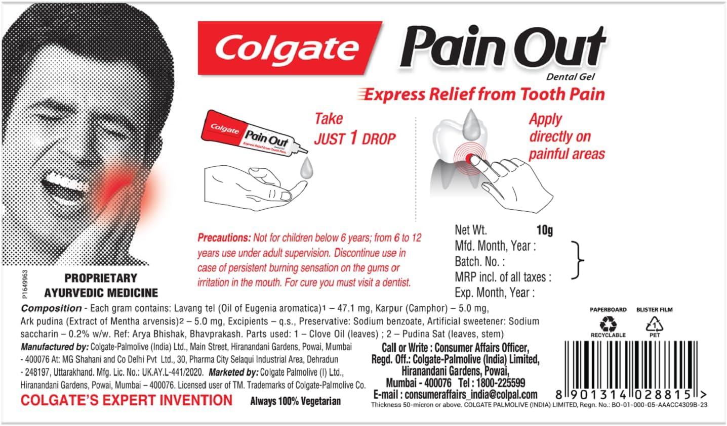 Colgate Pain Out Tooth Gel - 10g Tube | Fast Shipping Internationally ...