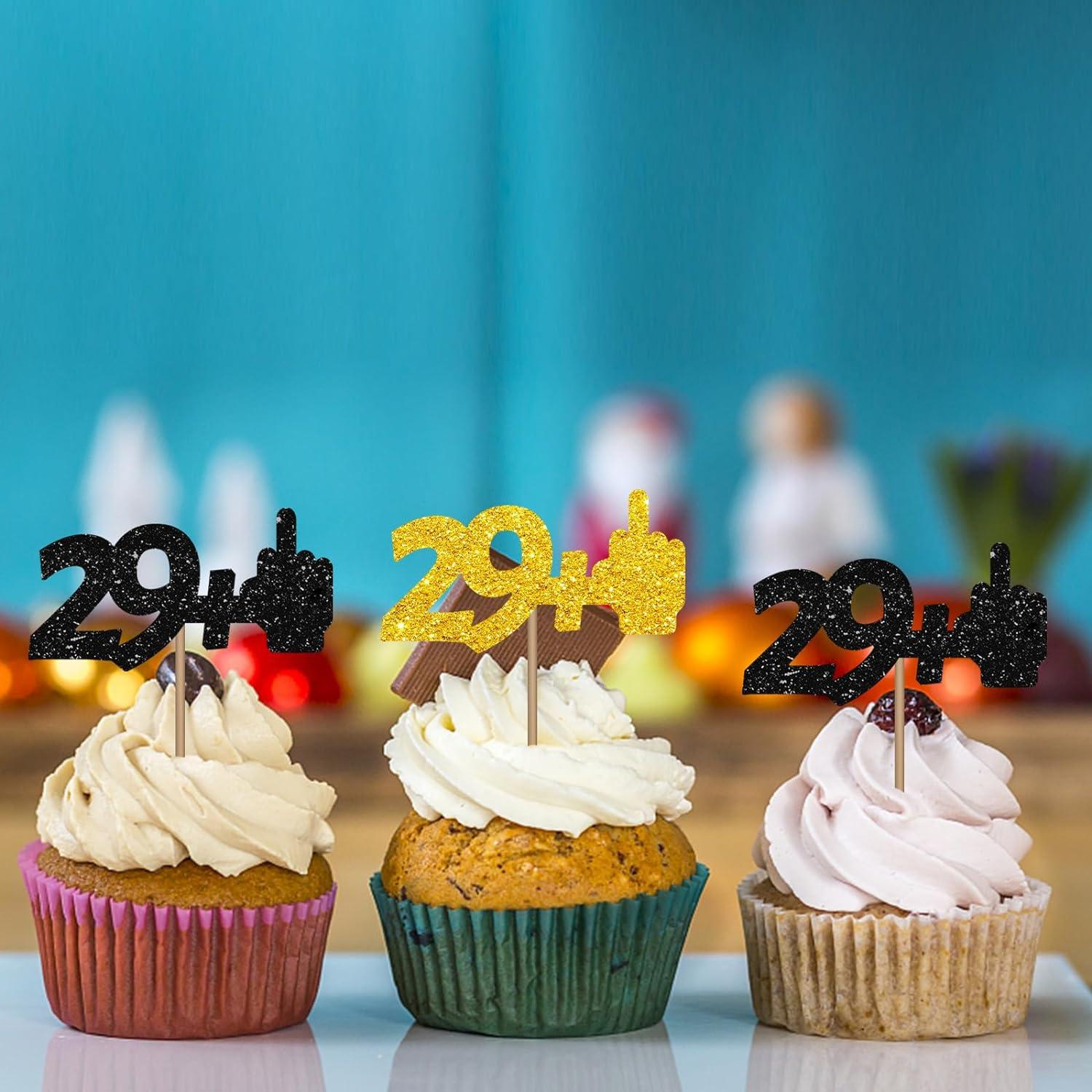 29+1 Cupcake Toppers Middle Finger Happy 30th Birthday Cupcake Toppers ...