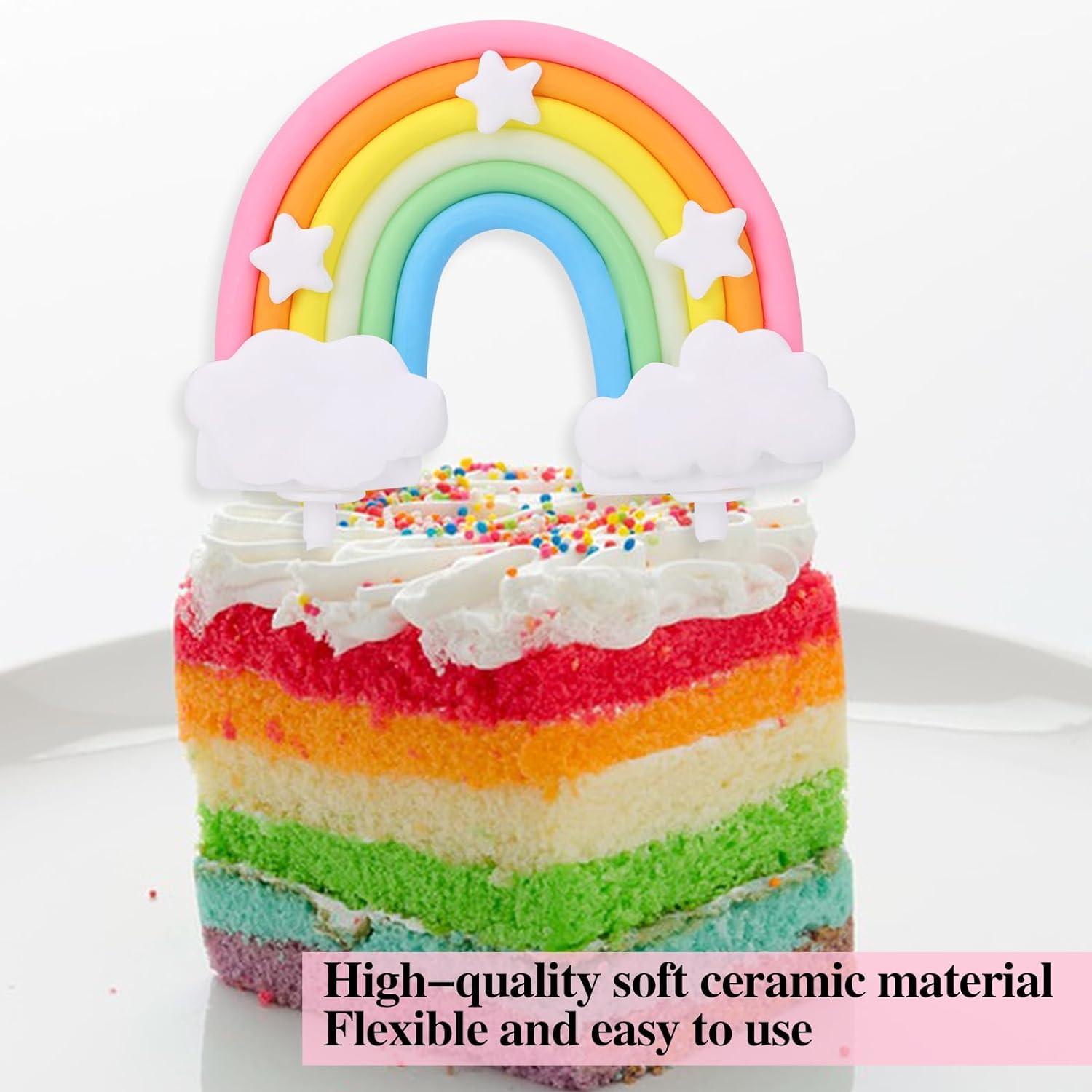 Rainbow Cake Topper Soft Pottery Rainbow Cake Decorations Colorful ...