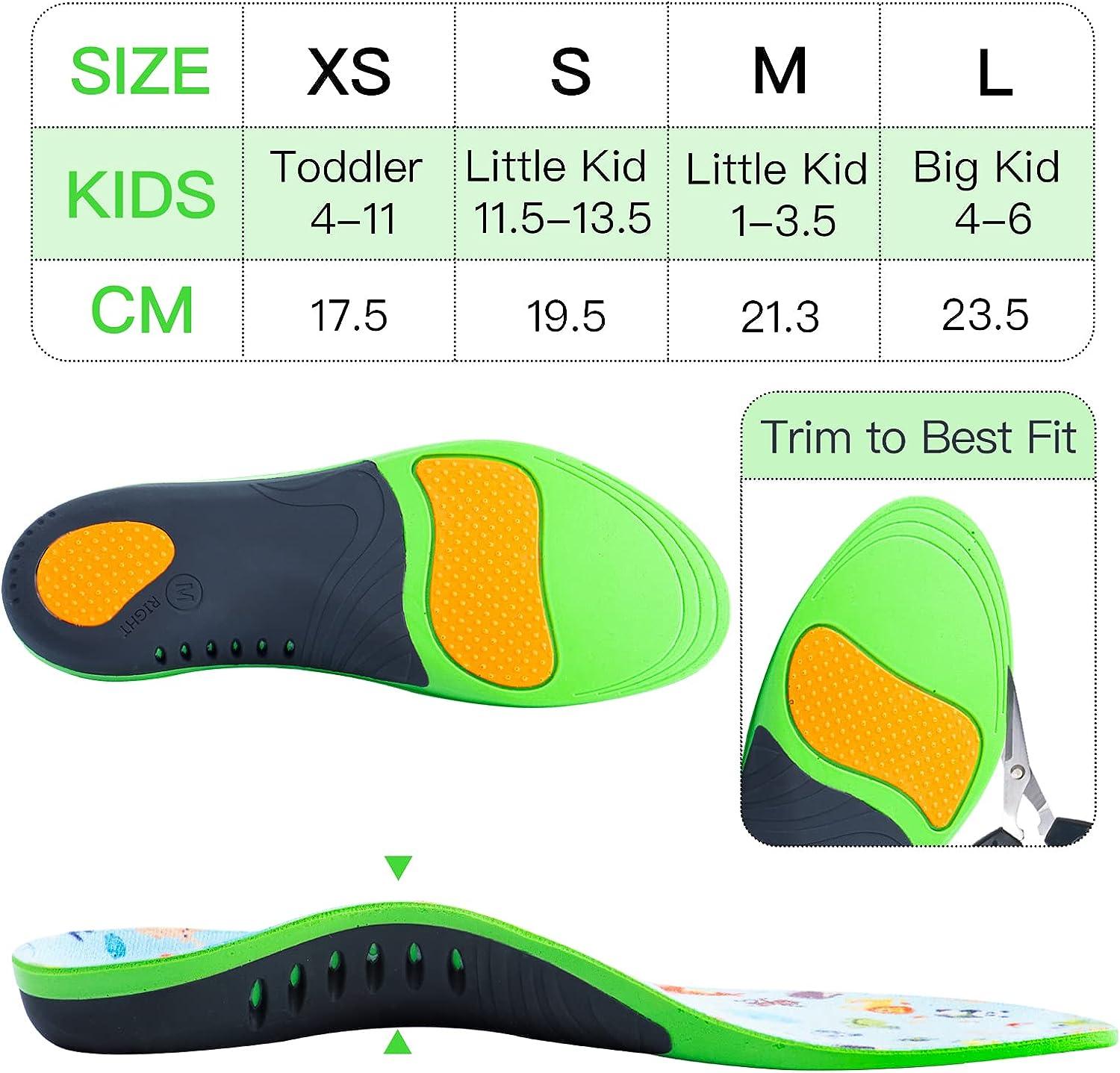 Kids Orthotic Insoles - Arch Support Cushioning for Flat Feet & Plantar ...