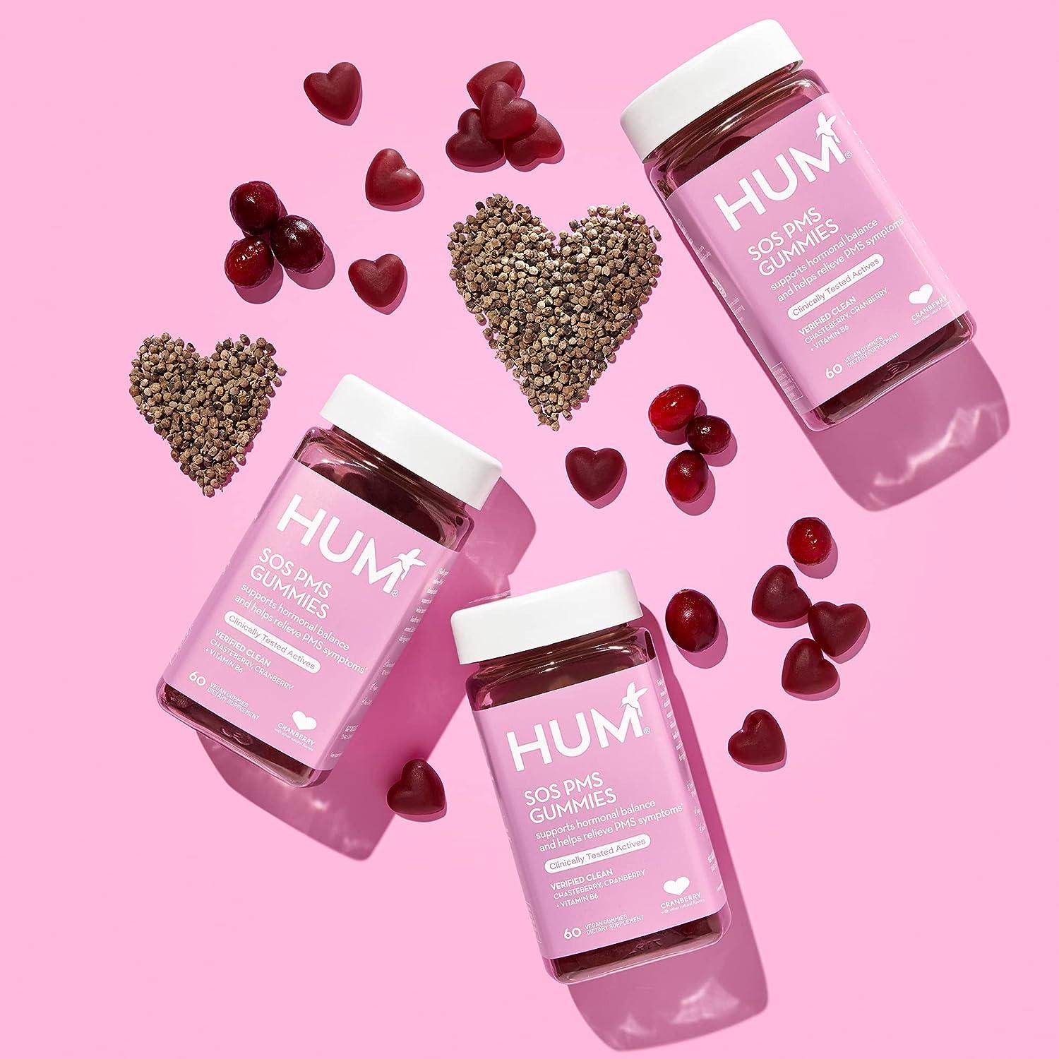 HUM Nutrition SOS PMS Gummies - Relief for PMS Symptoms, Bloating ...