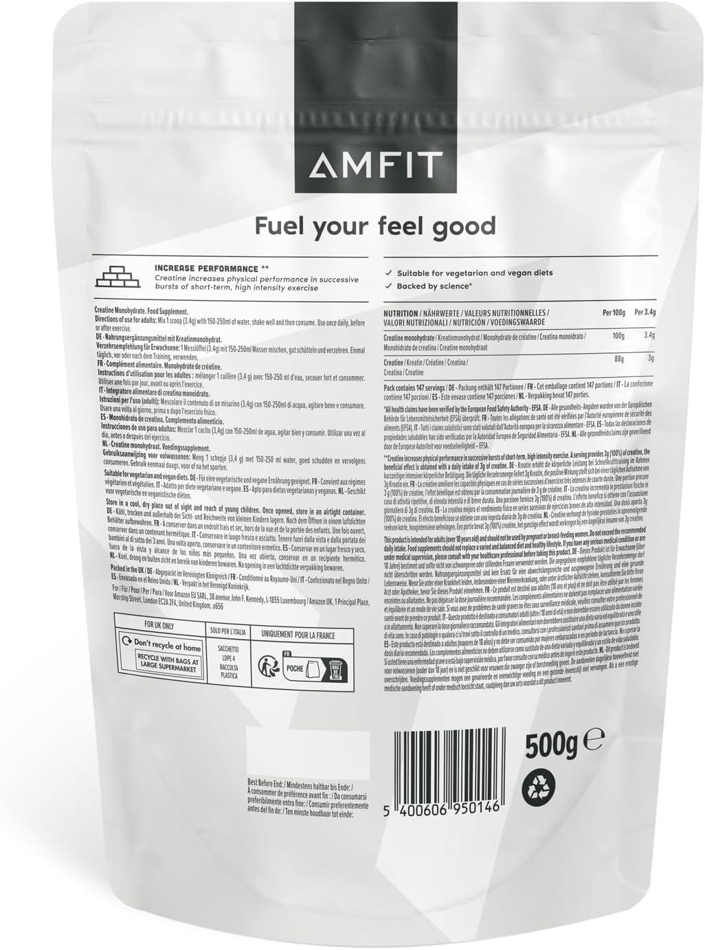Amfit Nutrition Micronized Creatine Monohydrate 500g - Unflavoured ...