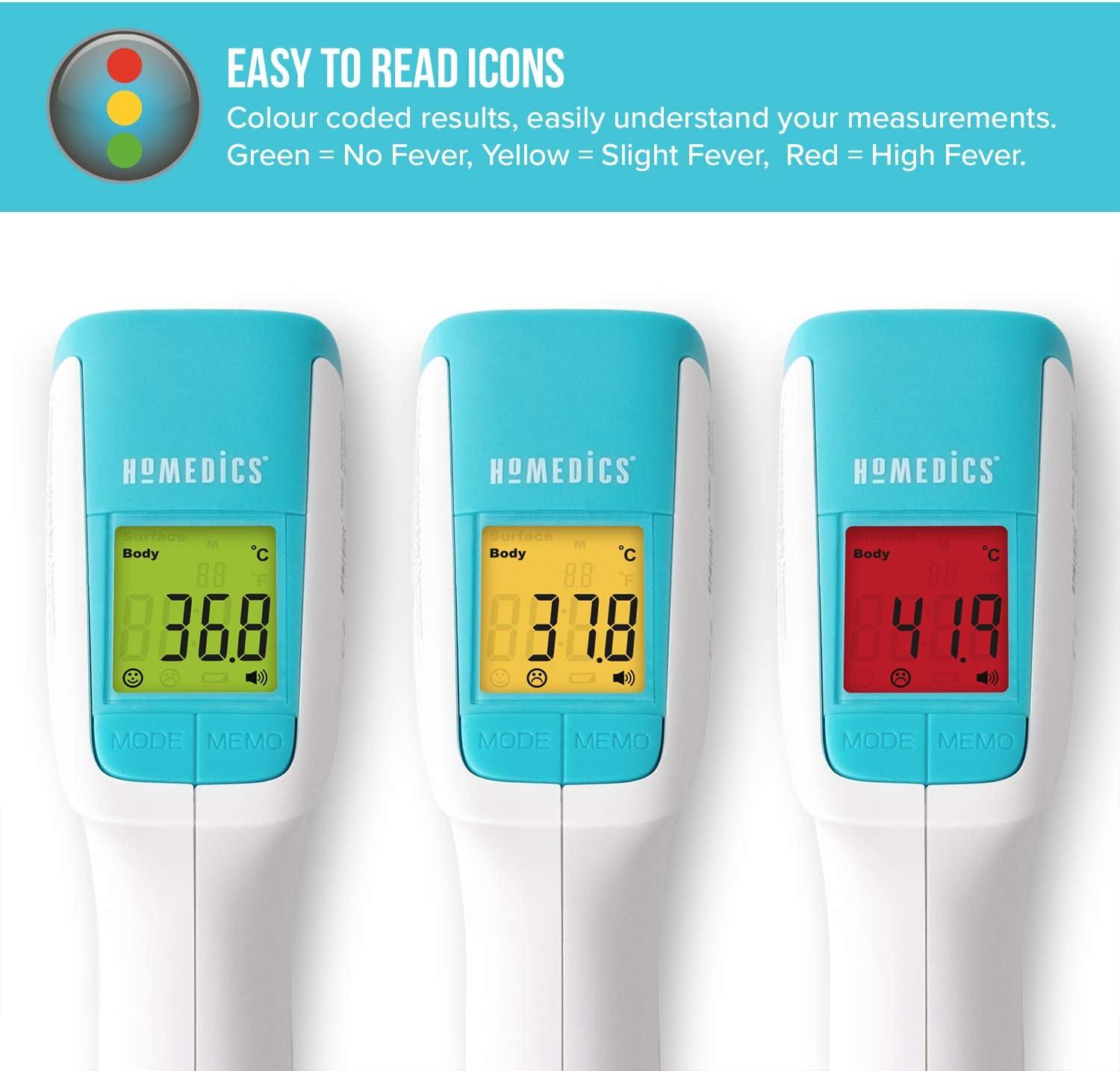 HoMedics No Contact Infrared Thermometer - Instant Temperature Reader ...