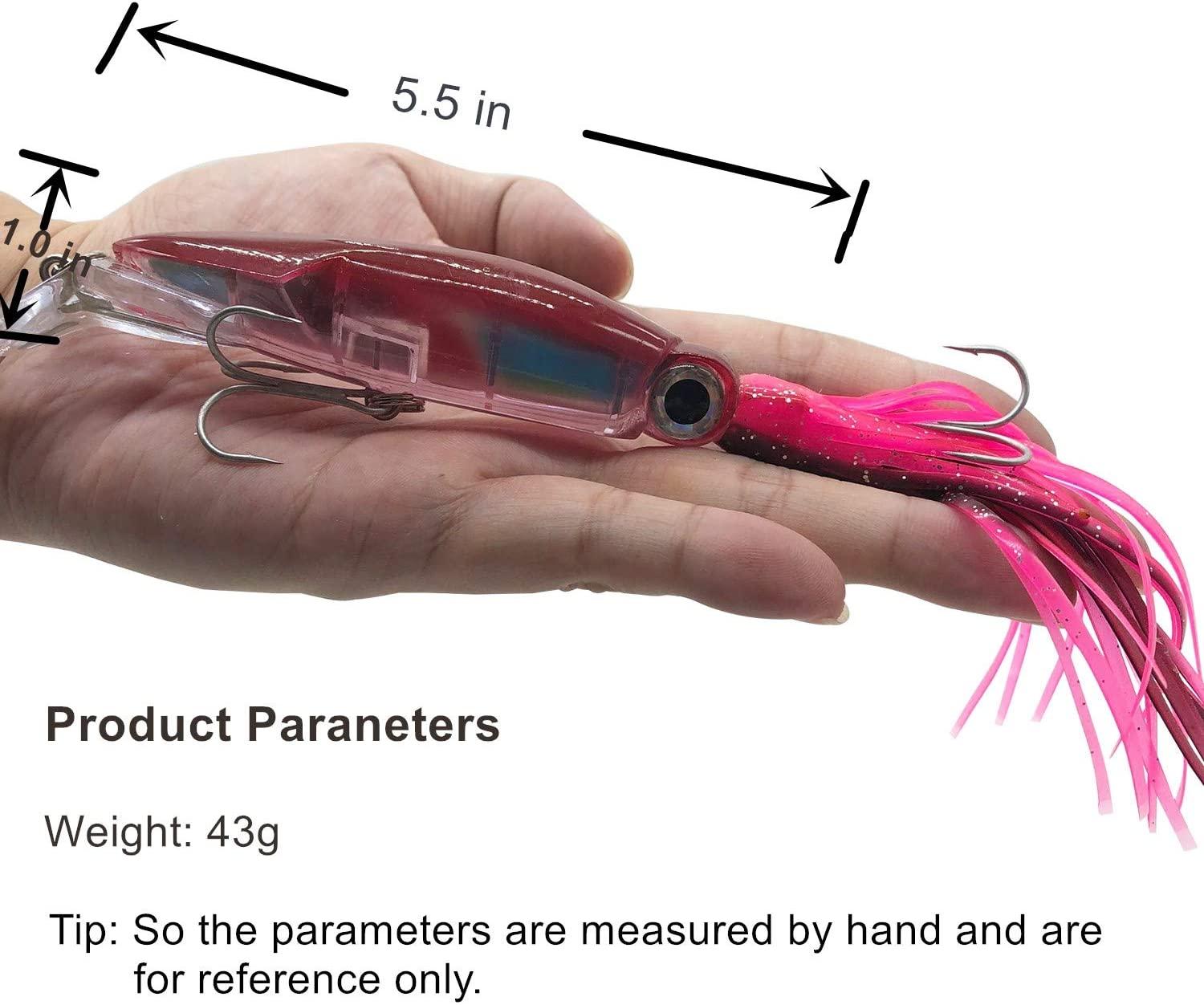 DAMIDEL Large Squid Fishing Lures Bait Kit - 4 Pcs | 3D Holographic ...